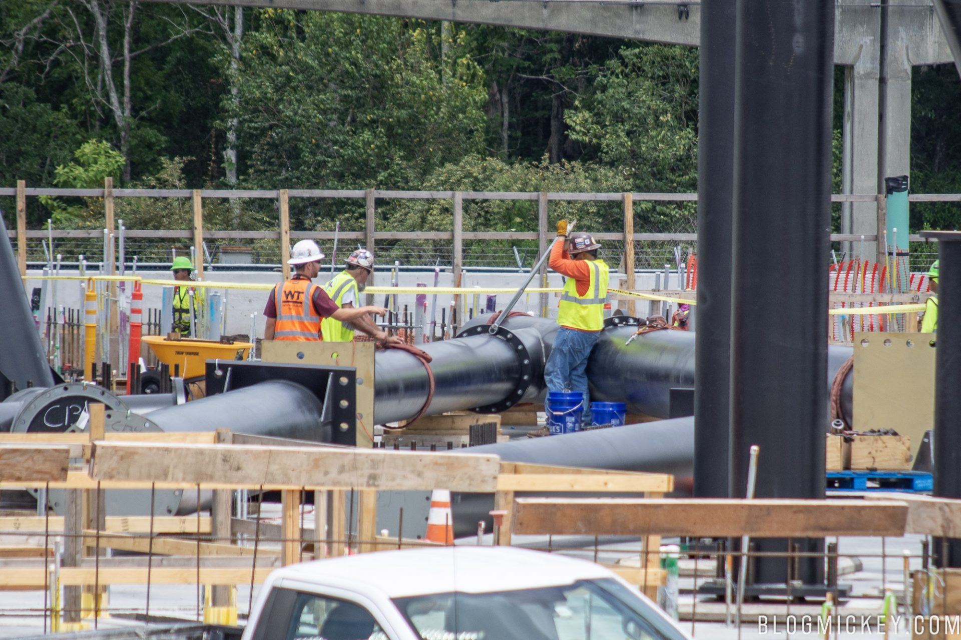 Detailed Look at Tron Roller Coaster Construction Site; Installation of ...