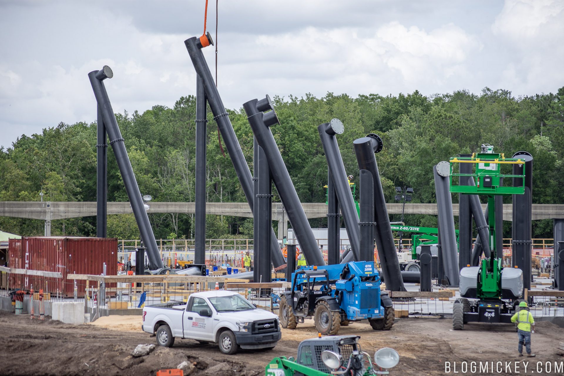 Detailed Look at Tron Roller Coaster Construction Site; Installation of ...