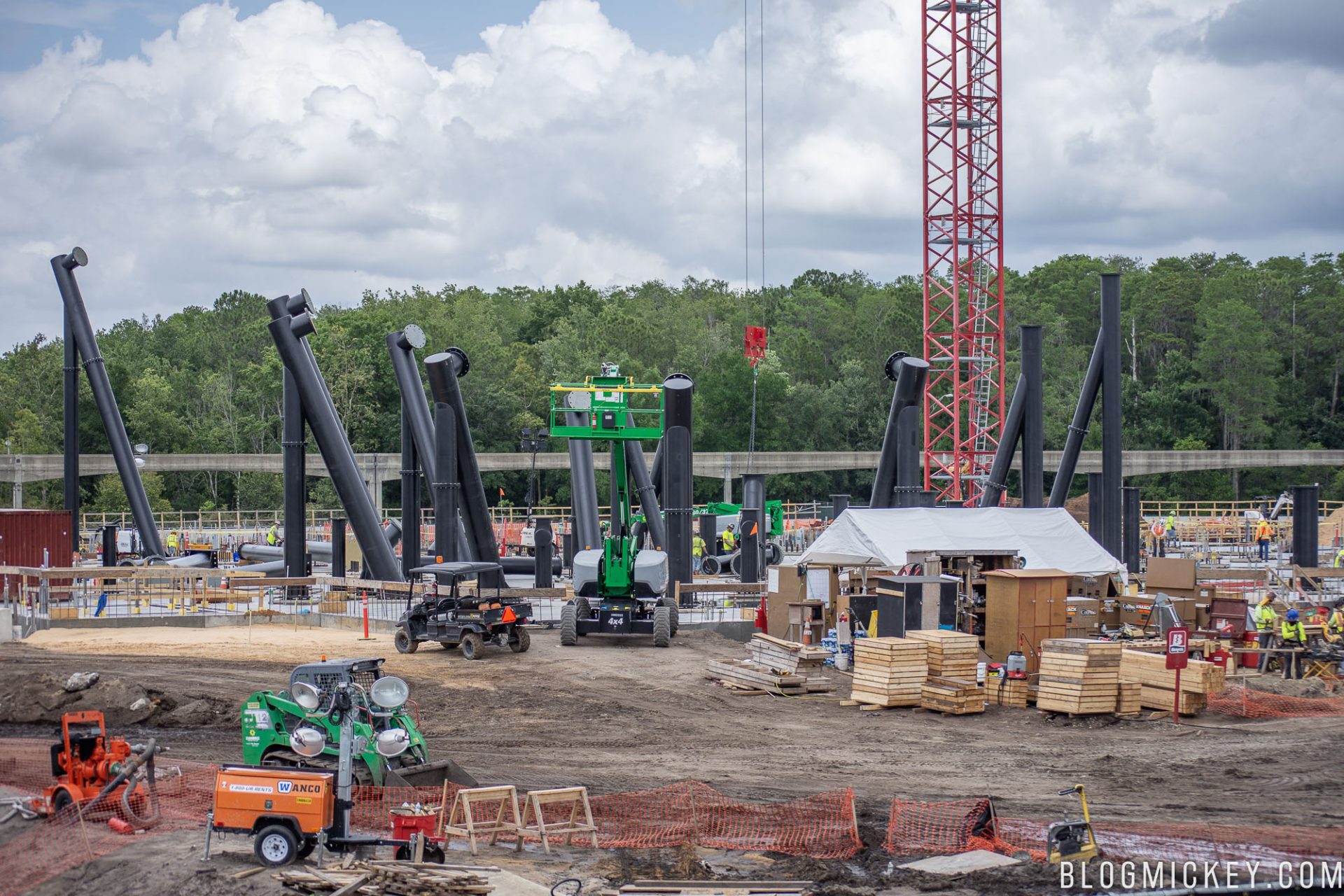 Detailed Look at Tron Roller Coaster Construction Site; Installation of ...