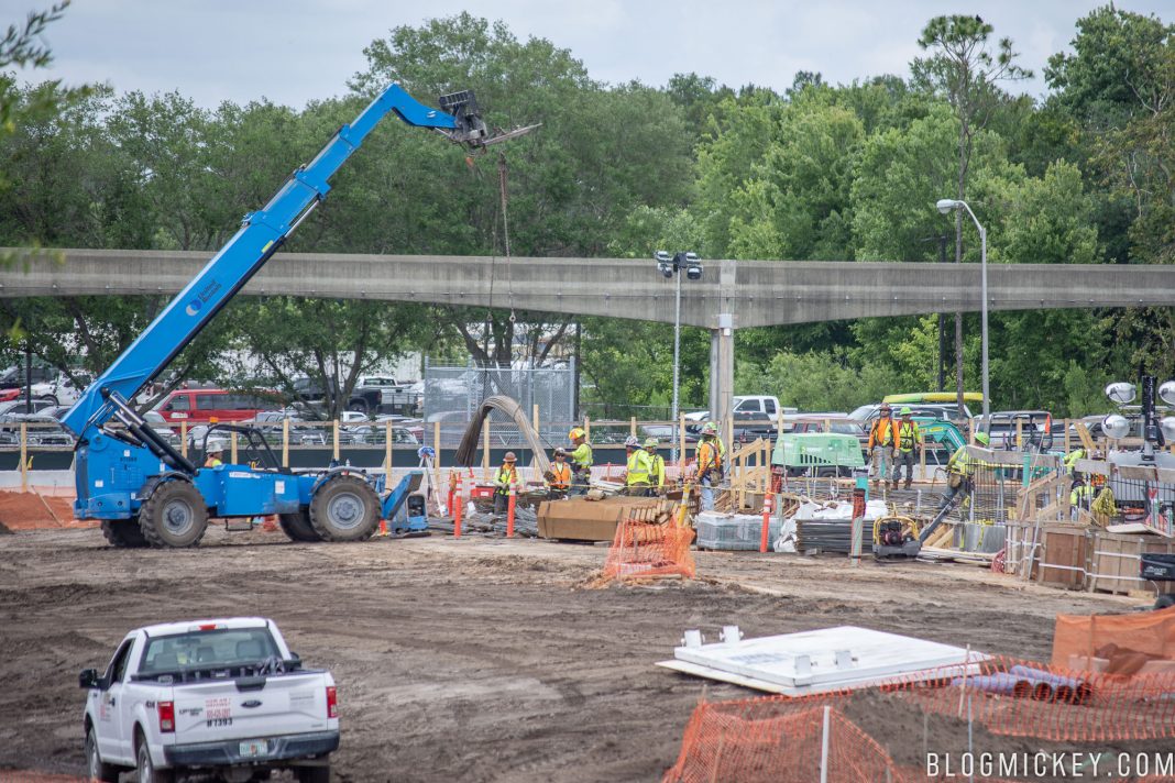 Detailed Look at Tron Roller Coaster Construction Site; Installation of ...