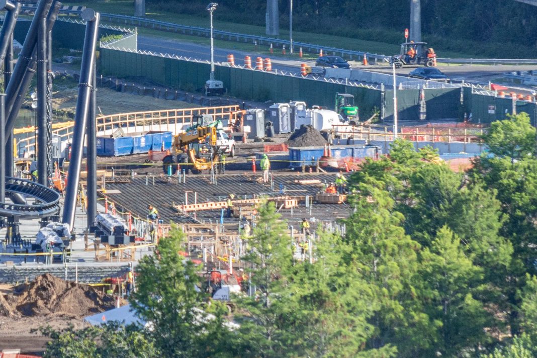 Elevated Look at Latest Tron Roller Coaster Track Installation