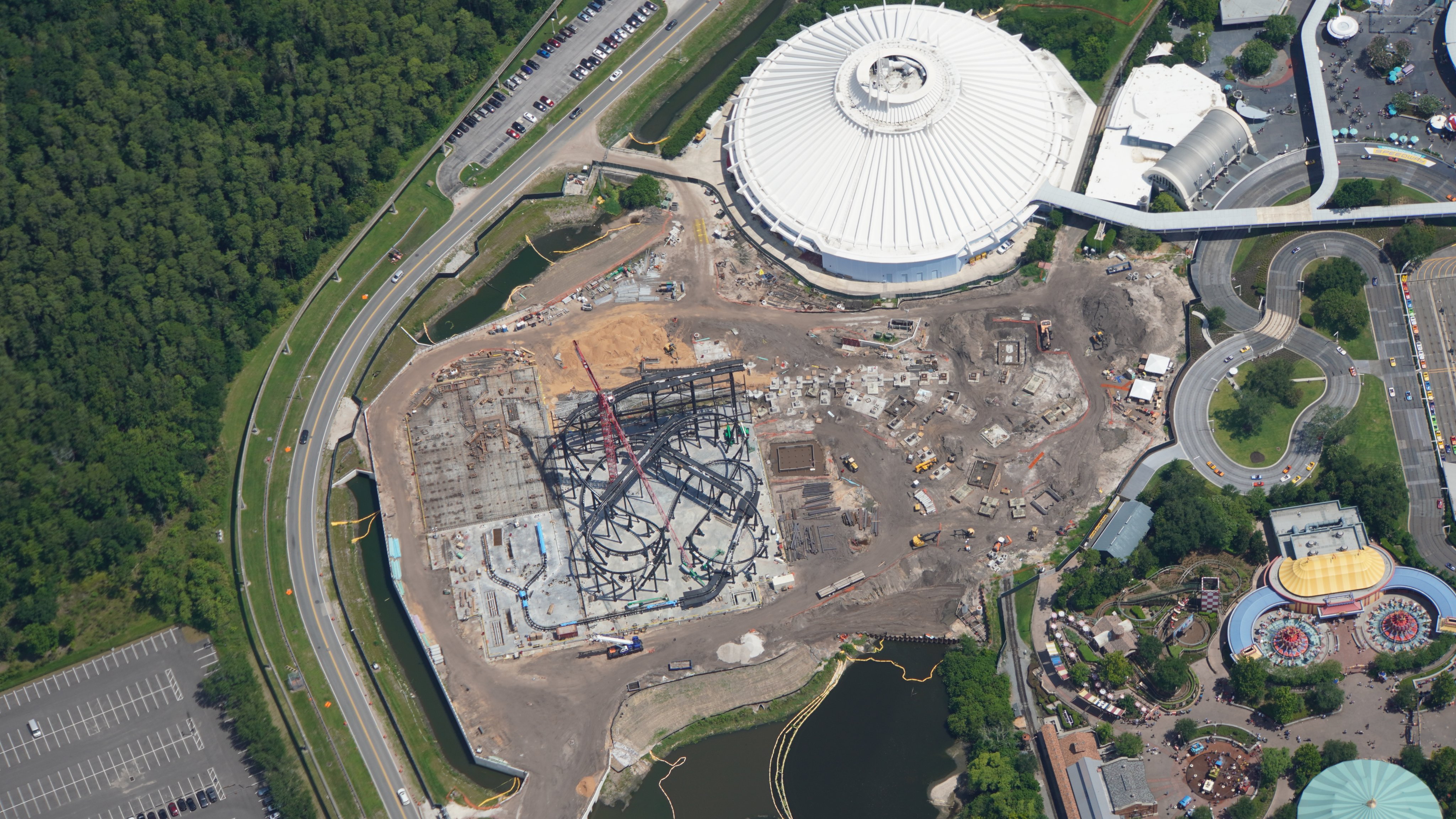 Latest Look at Tron Roller Coaster Construction (Show Building, Canopy ...
