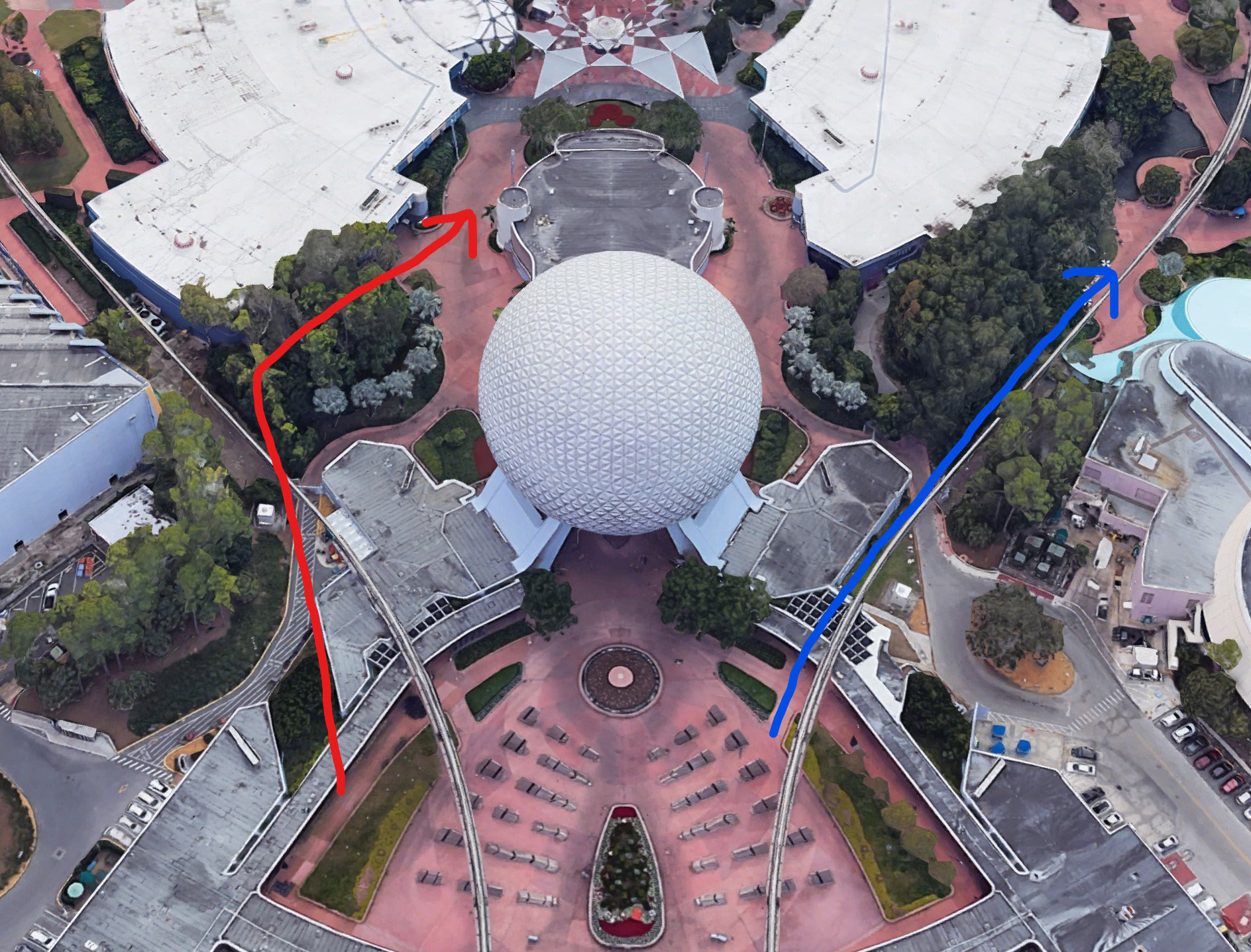 Two Potential Spaceship Earth Future World Bypass Paths Take Shape at Epcot