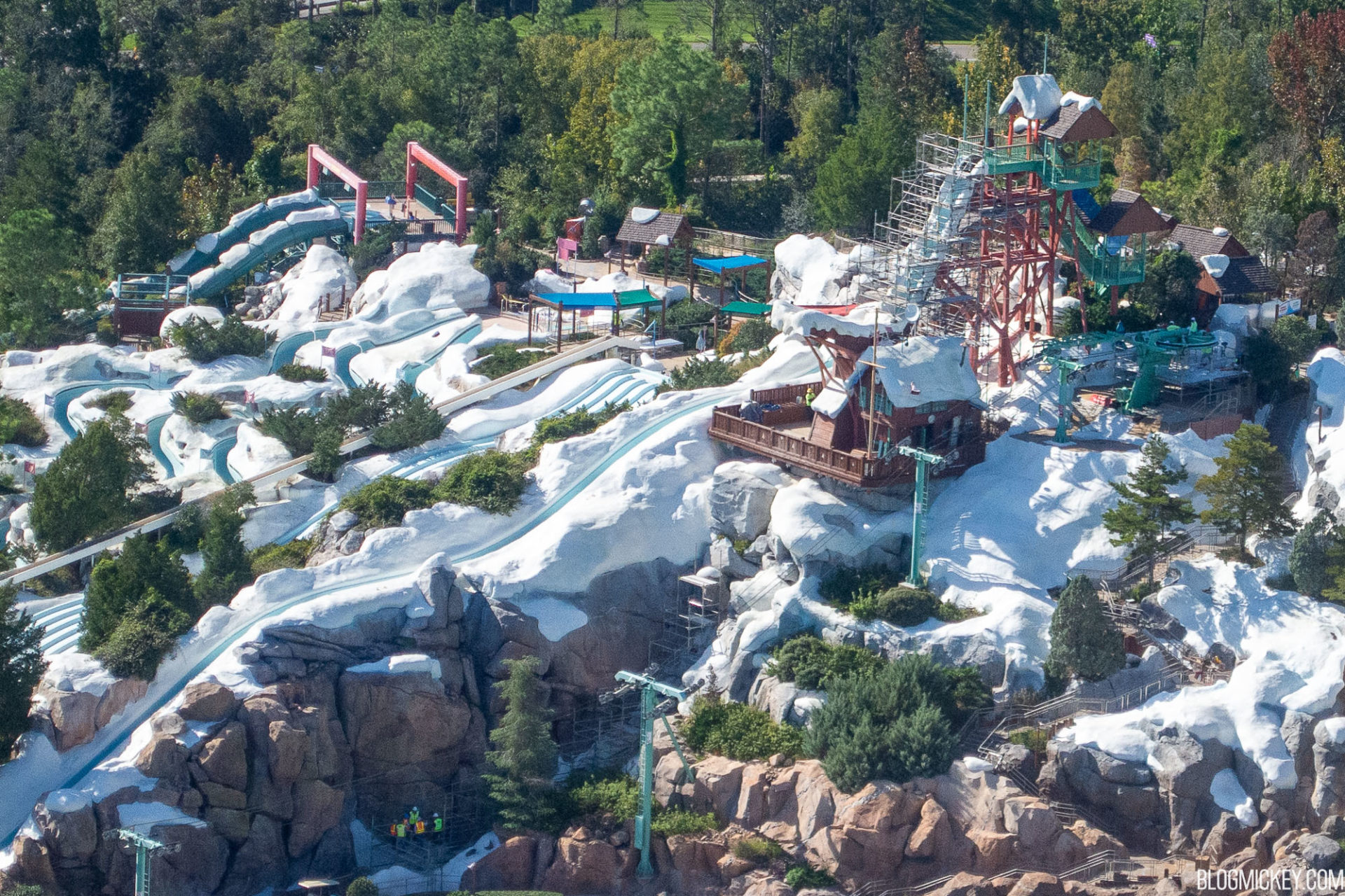 Aerial Photos of Summit Plummet Slide Replacement During Annual ...