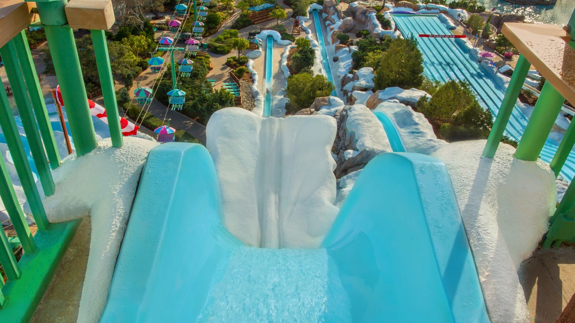 Aerial Photos of Summit Plummet Slide Replacement During Annual ...