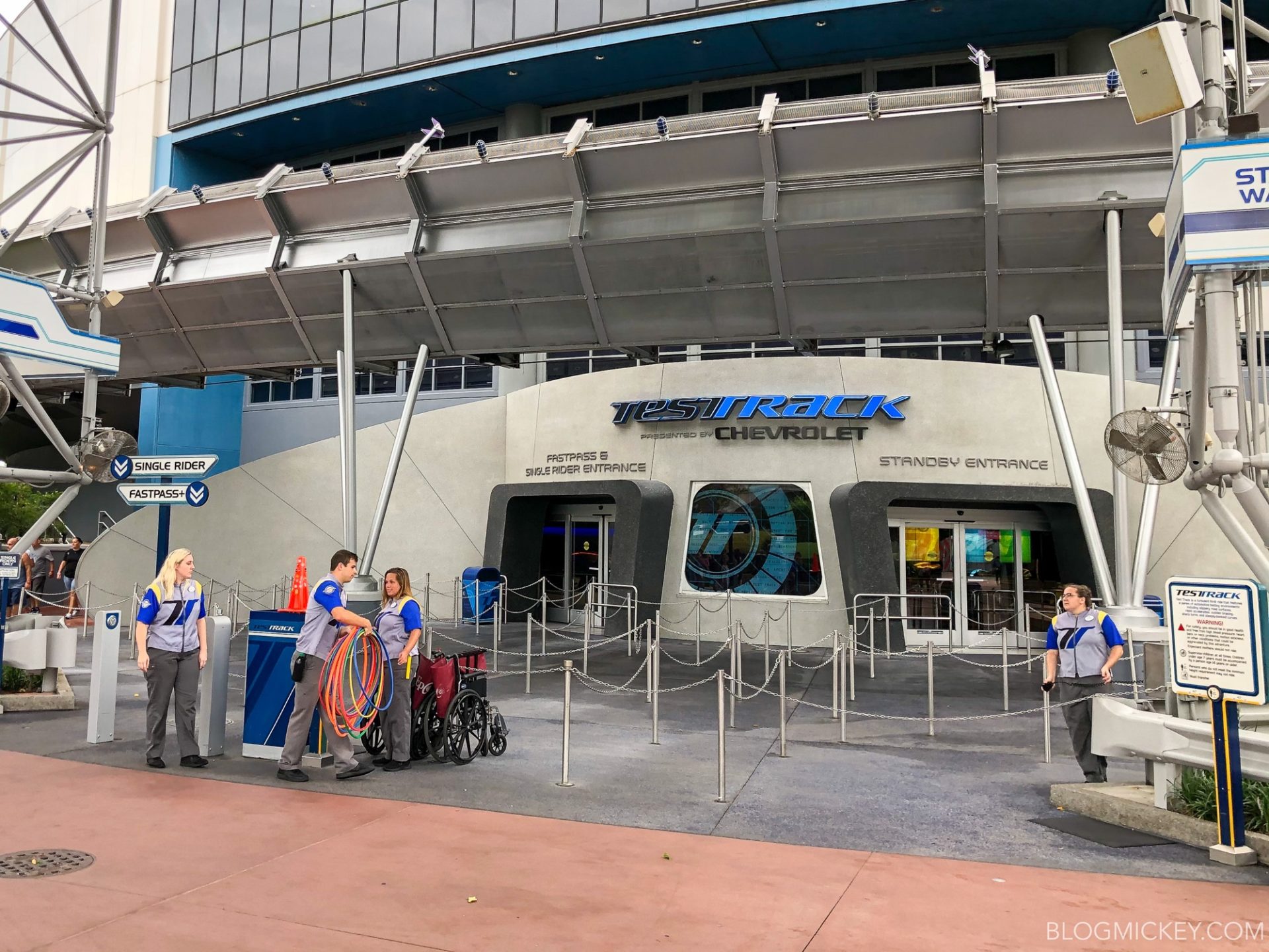 Construction Walls Installed for Test Track Refurbishment at Epcot