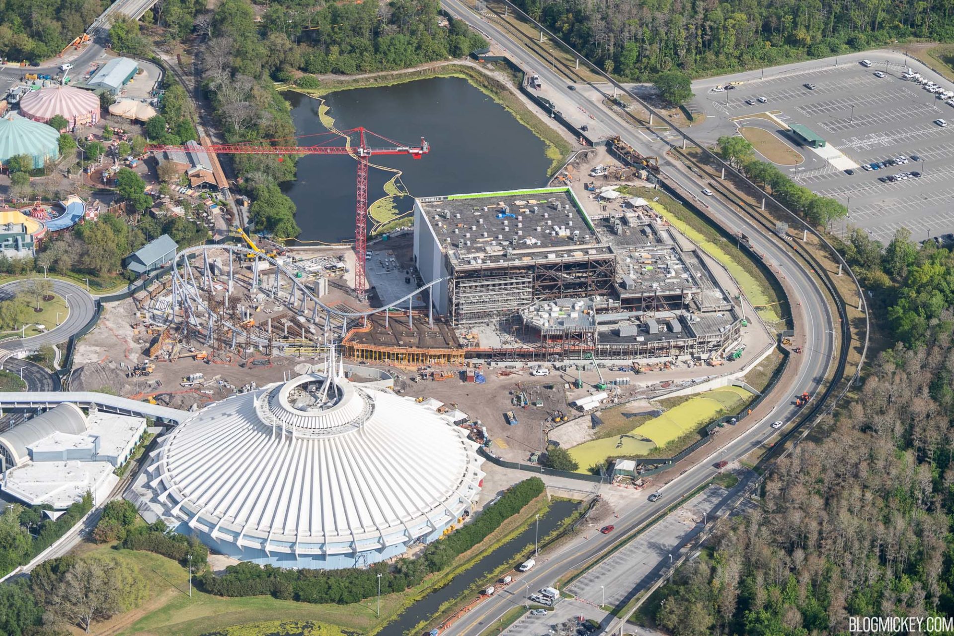 Aerial Photos of Tron Lightcycle Run Construction at Magic Kingdom ...