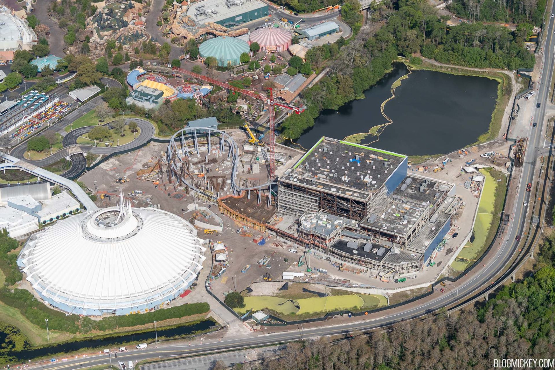 Aerial Photos of Tron Lightcycle Run Construction at Magic Kingdom ...