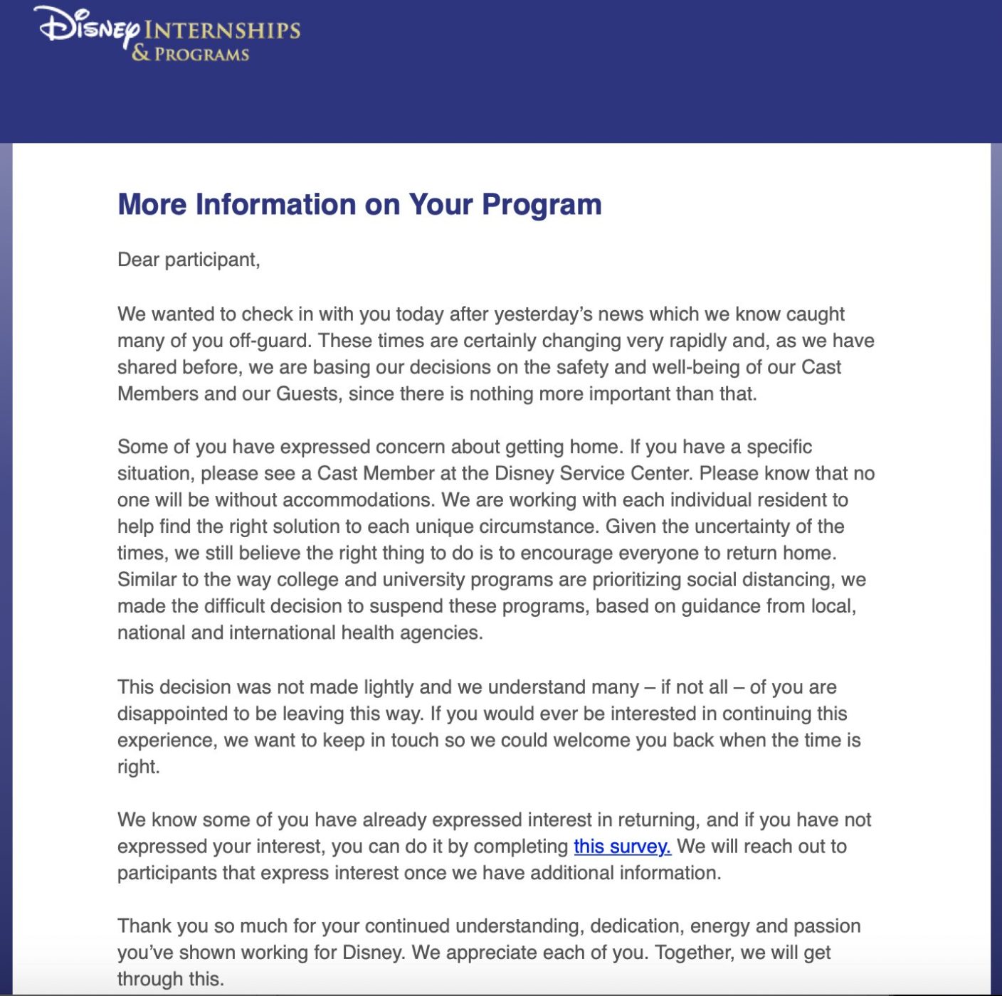 Disney College Program Statement Acknowledges Catching Cast Members ...