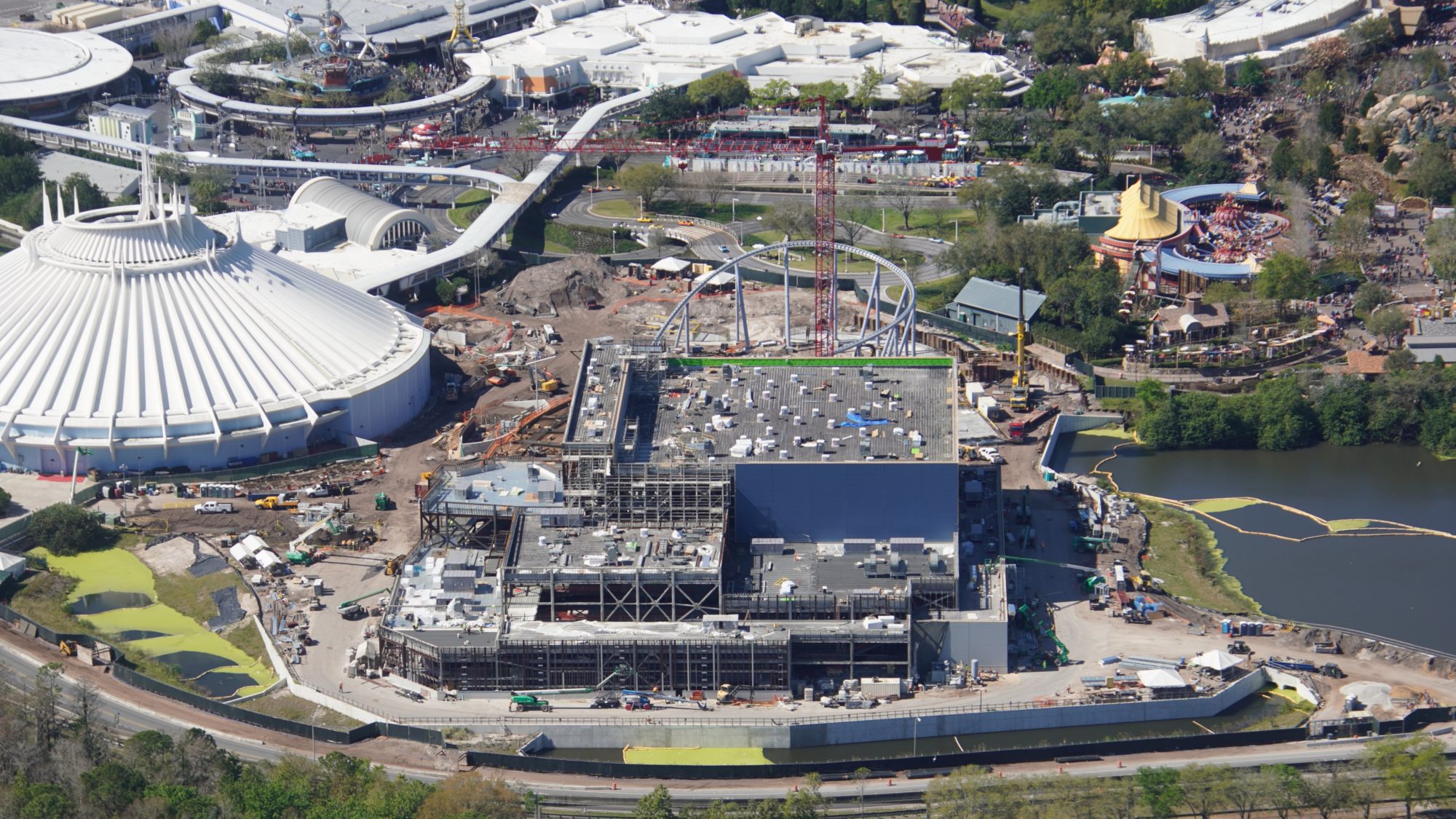Latest Aerial Photos of Tron Lightcycle Run Construction at Magic Kingdom