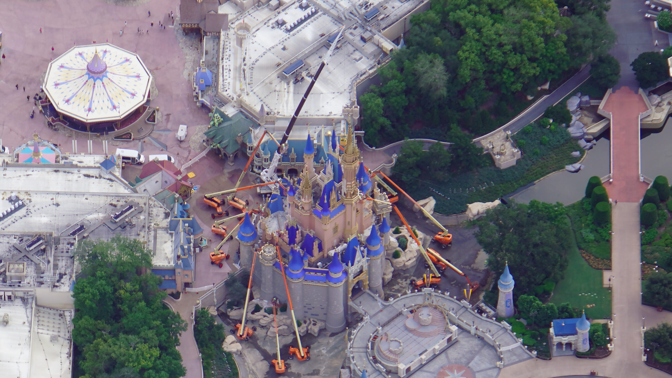 Latest Look at Cinderella Castle Repainting, Including Aerial Photos