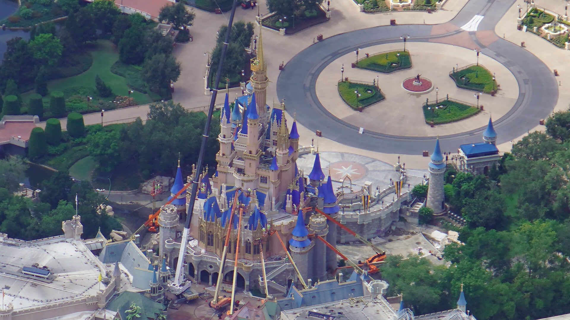 Latest Look at Cinderella Castle Repainting, Including Aerial Photos
