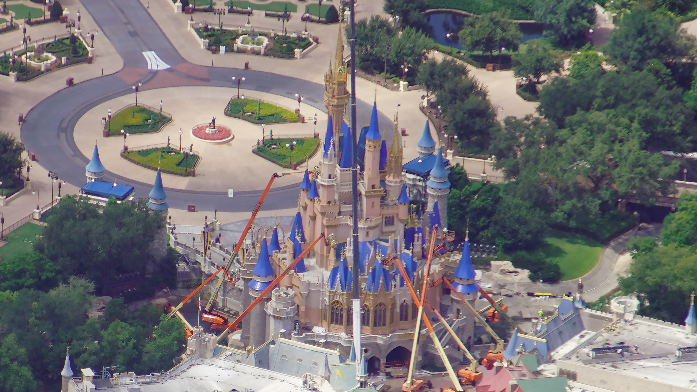 Latest Look at Cinderella Castle Repainting, Including Aerial Photos