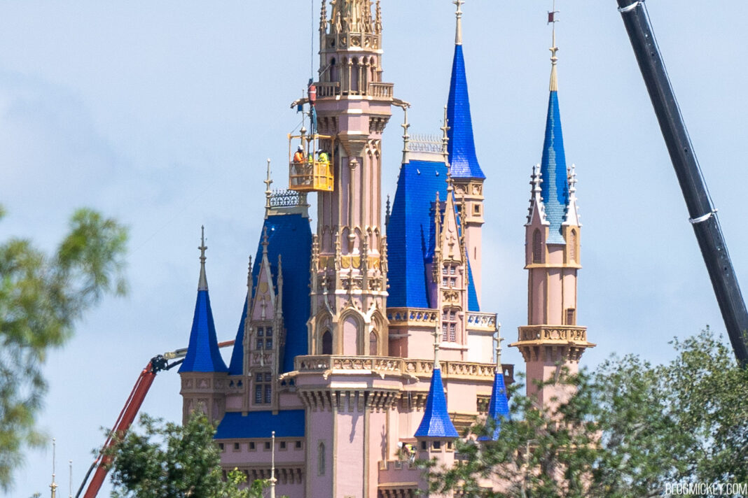 Latest Look at Cinderella Castle Repainting, Including Aerial Photos
