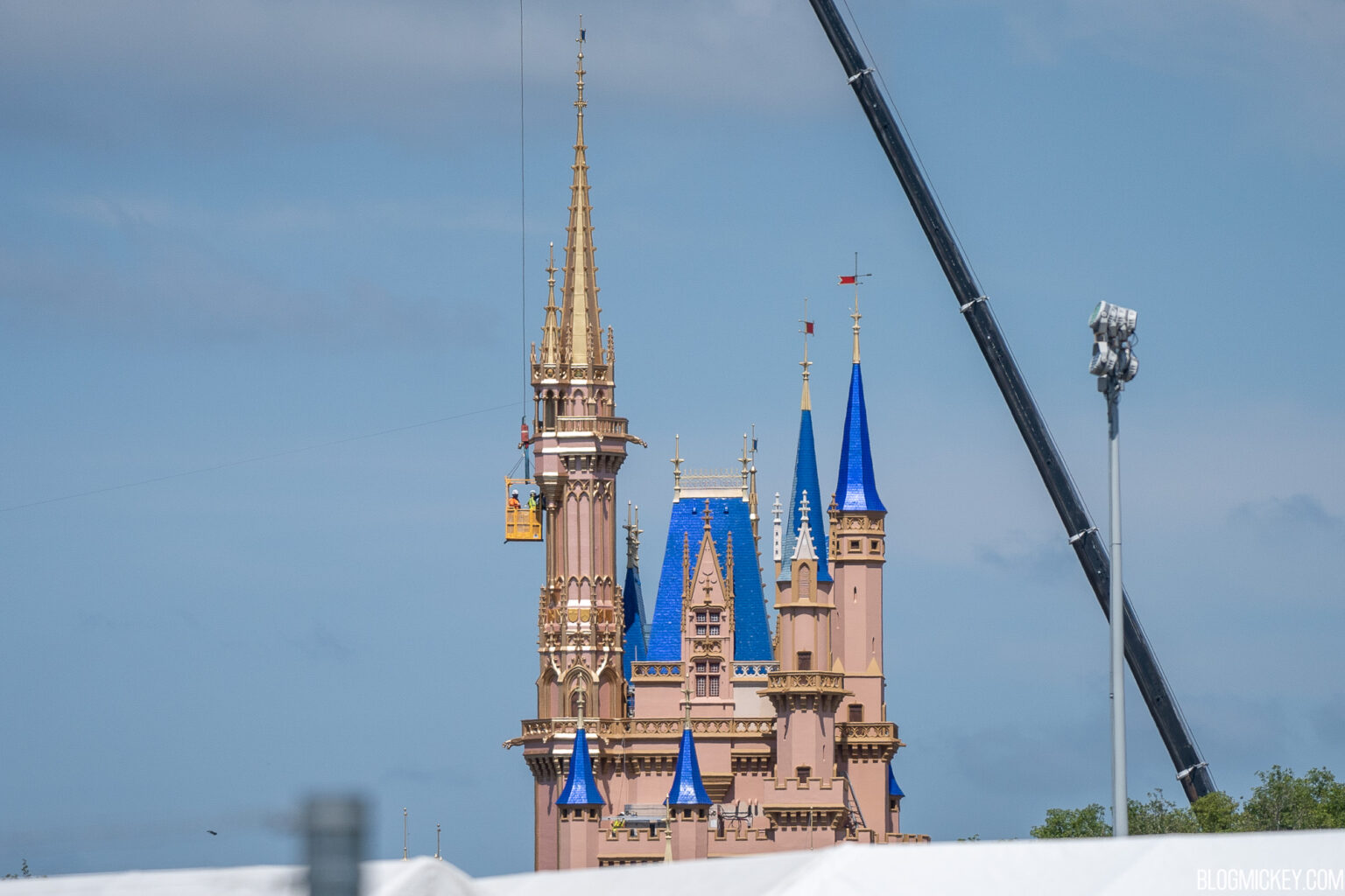Latest Look at Cinderella Castle Repainting, Including Aerial Photos