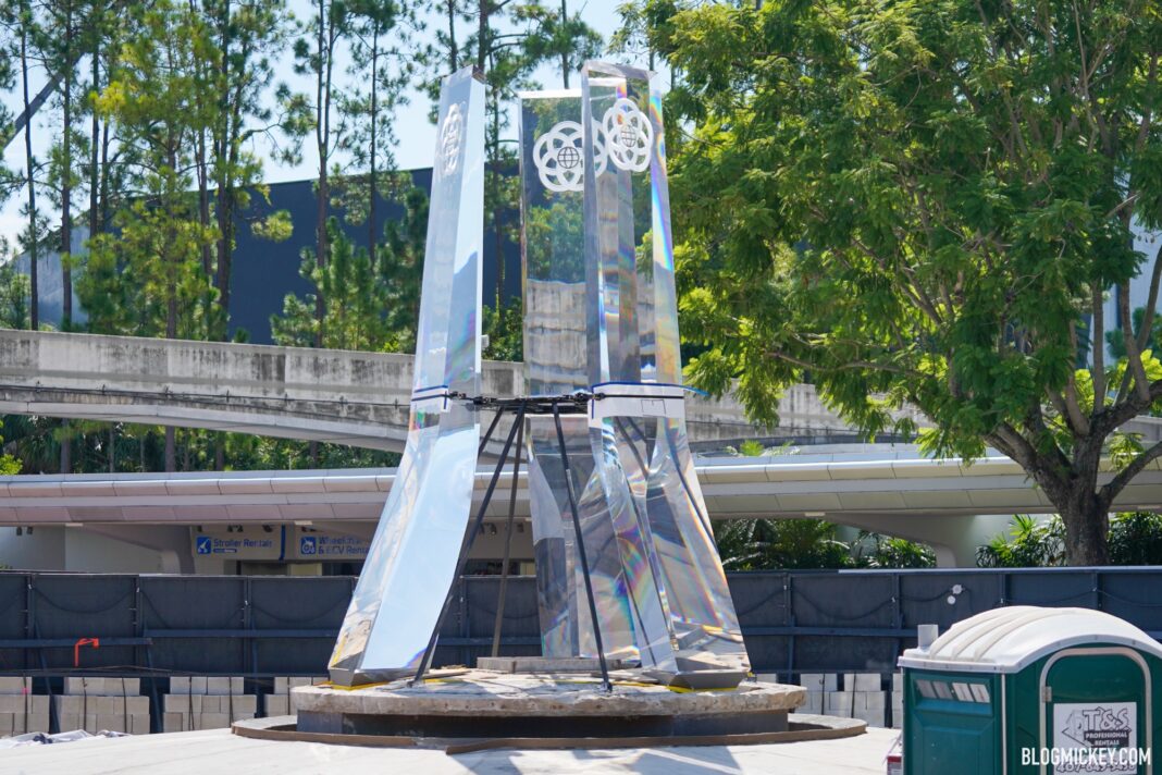 Detailed Look at EPCOT Entrance Fountain Prism Pylons