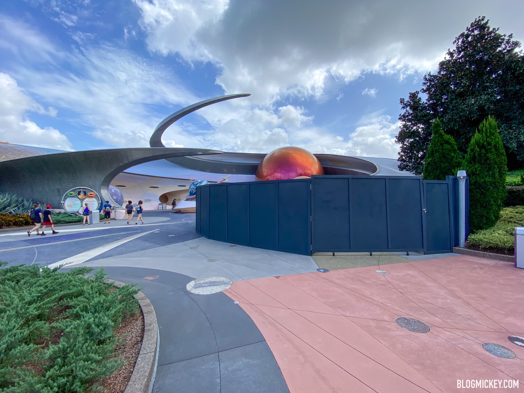 Space 220 Sign Installed at EPCOT, Some Construction Walls Removed