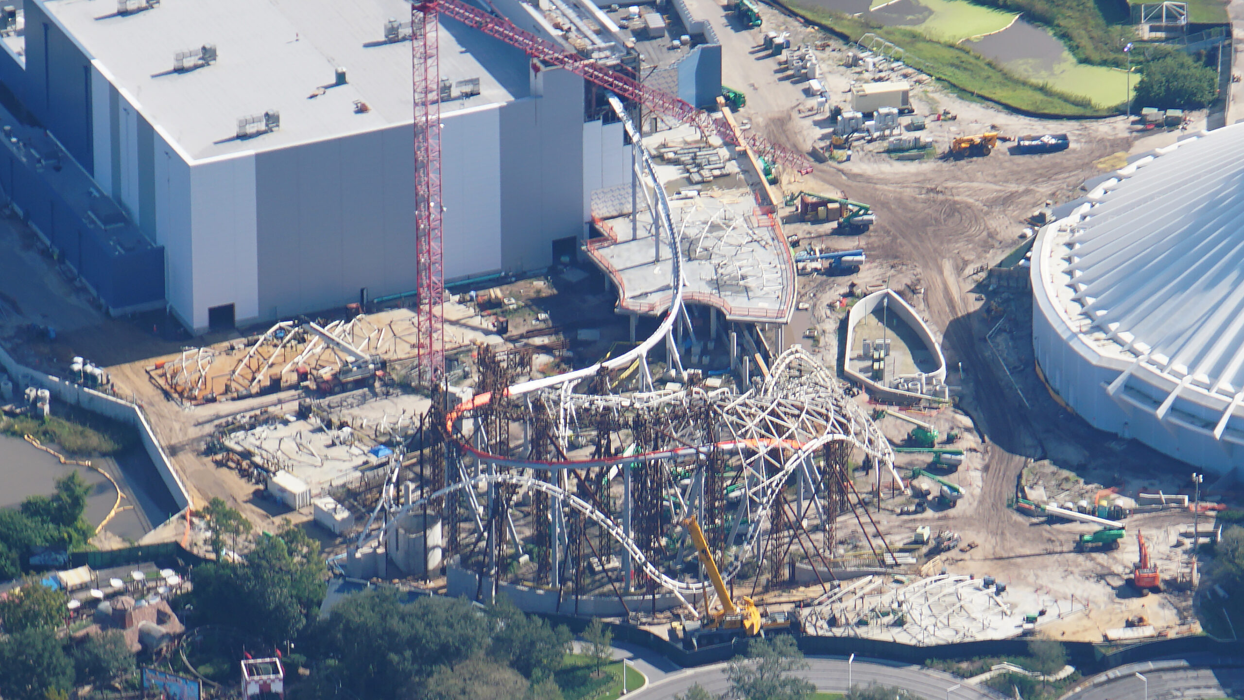 Latest Aerial Photos of TRON Lightcycle Run Illuminated Canopy ...