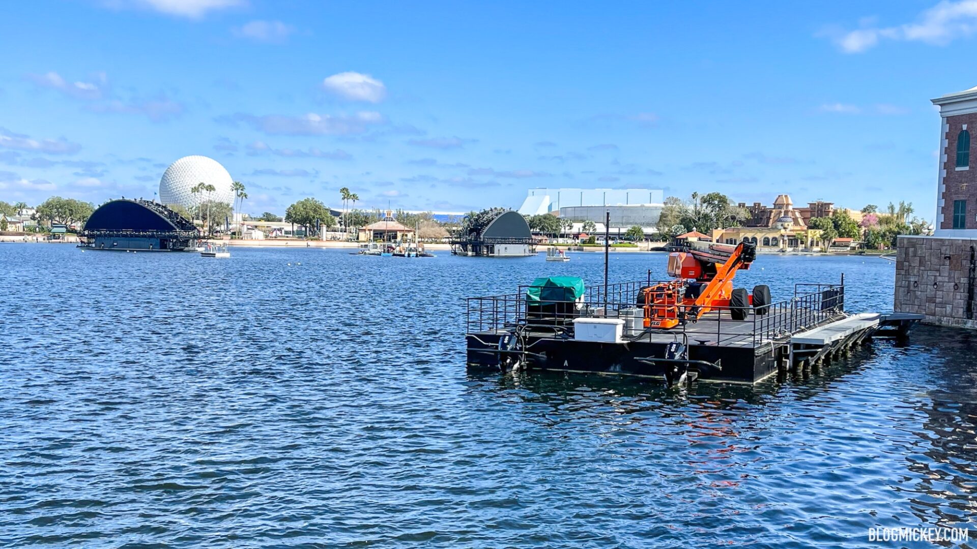 New Harmonious Construction Barge Joins World Showcase Lagoon Landscape ...