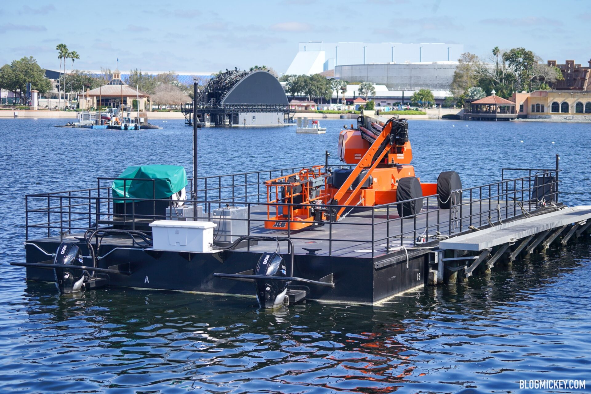 New Harmonious Construction Barge Joins World Showcase Lagoon Landscape ...