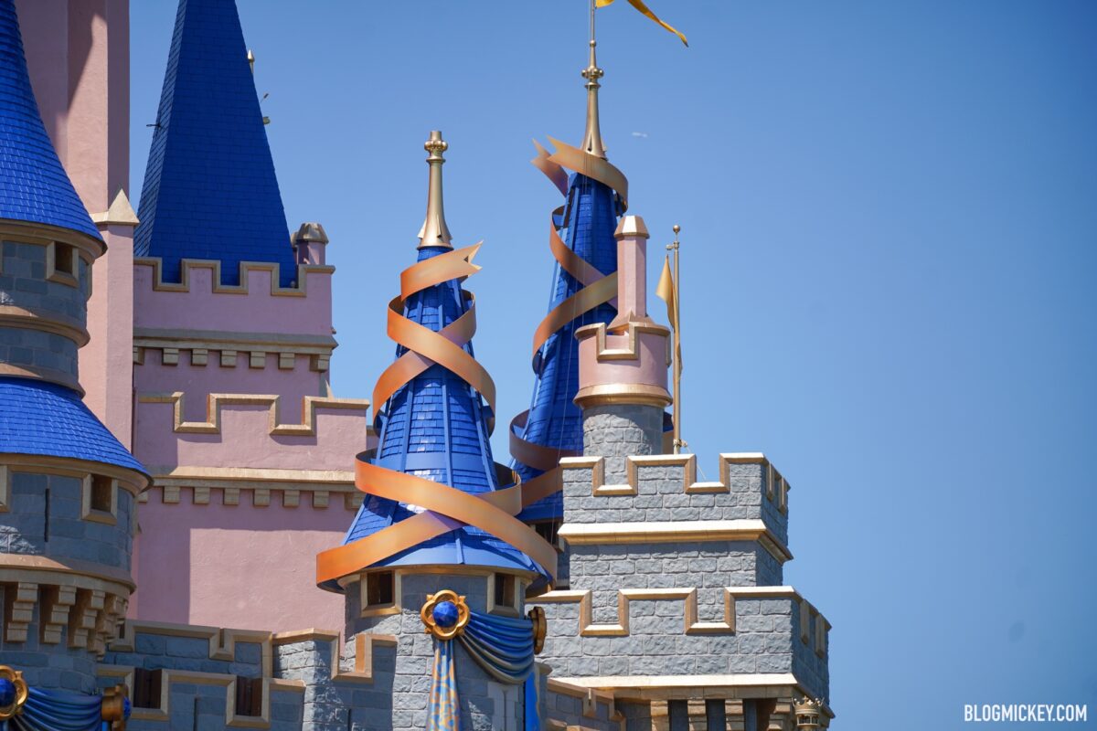 More Cinderella Castle Decorations Installed for 50th Anniversary ...