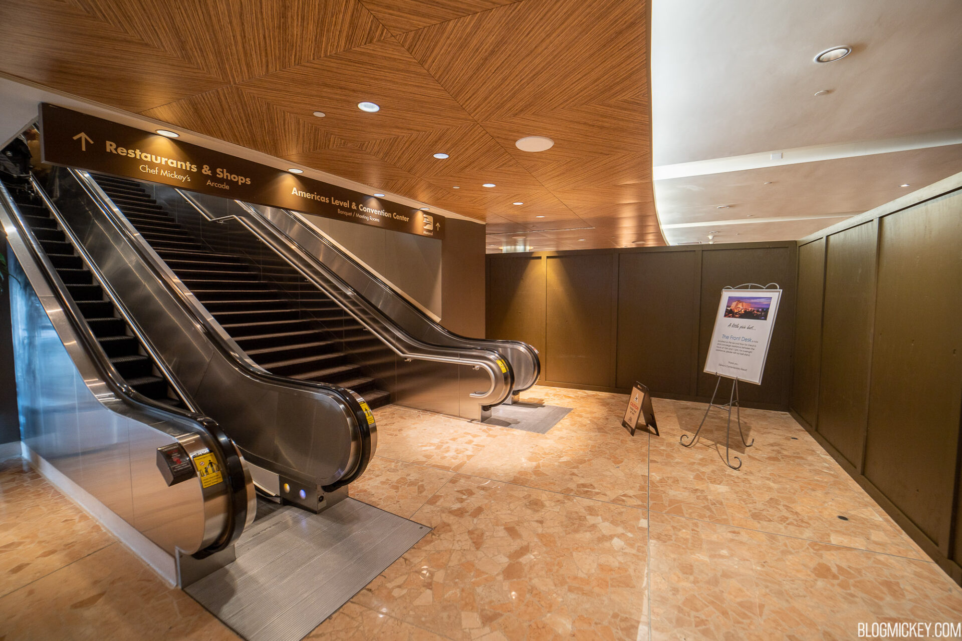 Construction Walls Surround Contemporary Lobby for Refurbishment