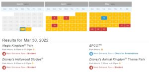 Disney World Blockout Dates
