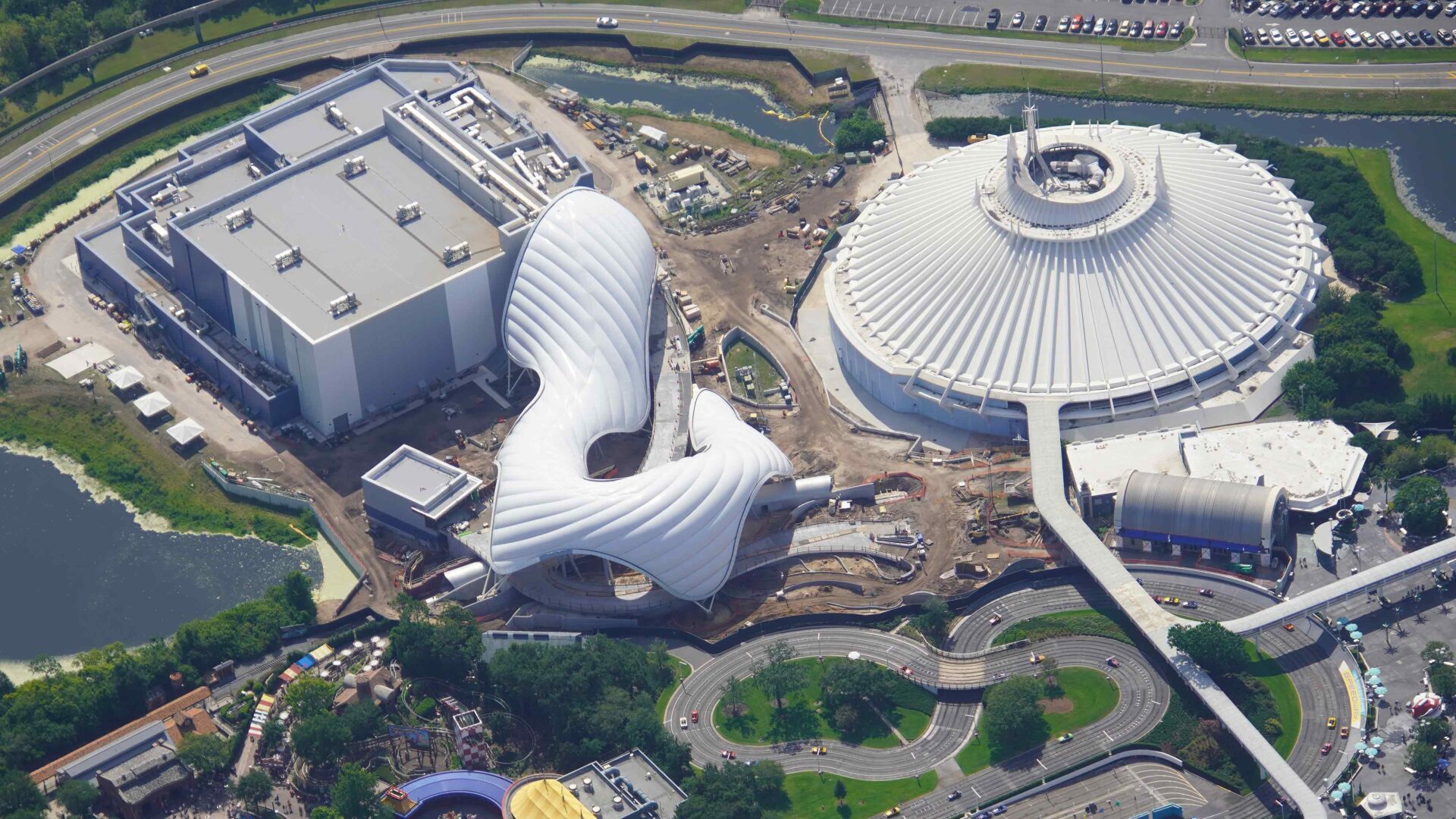Updated Aerial Photos of TRON Lightcycle Run Construction at Magic Kingdom
