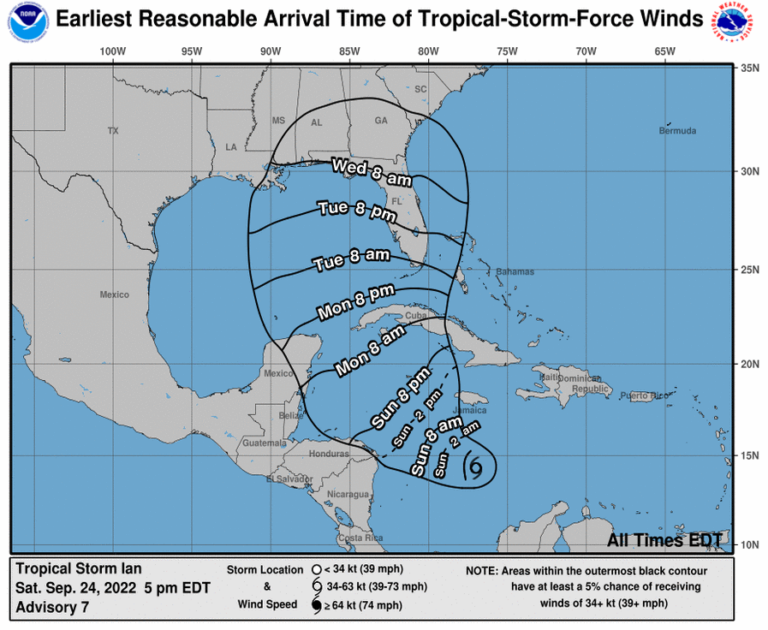 Updated Forecast Shifts Tropical Storm Ian West