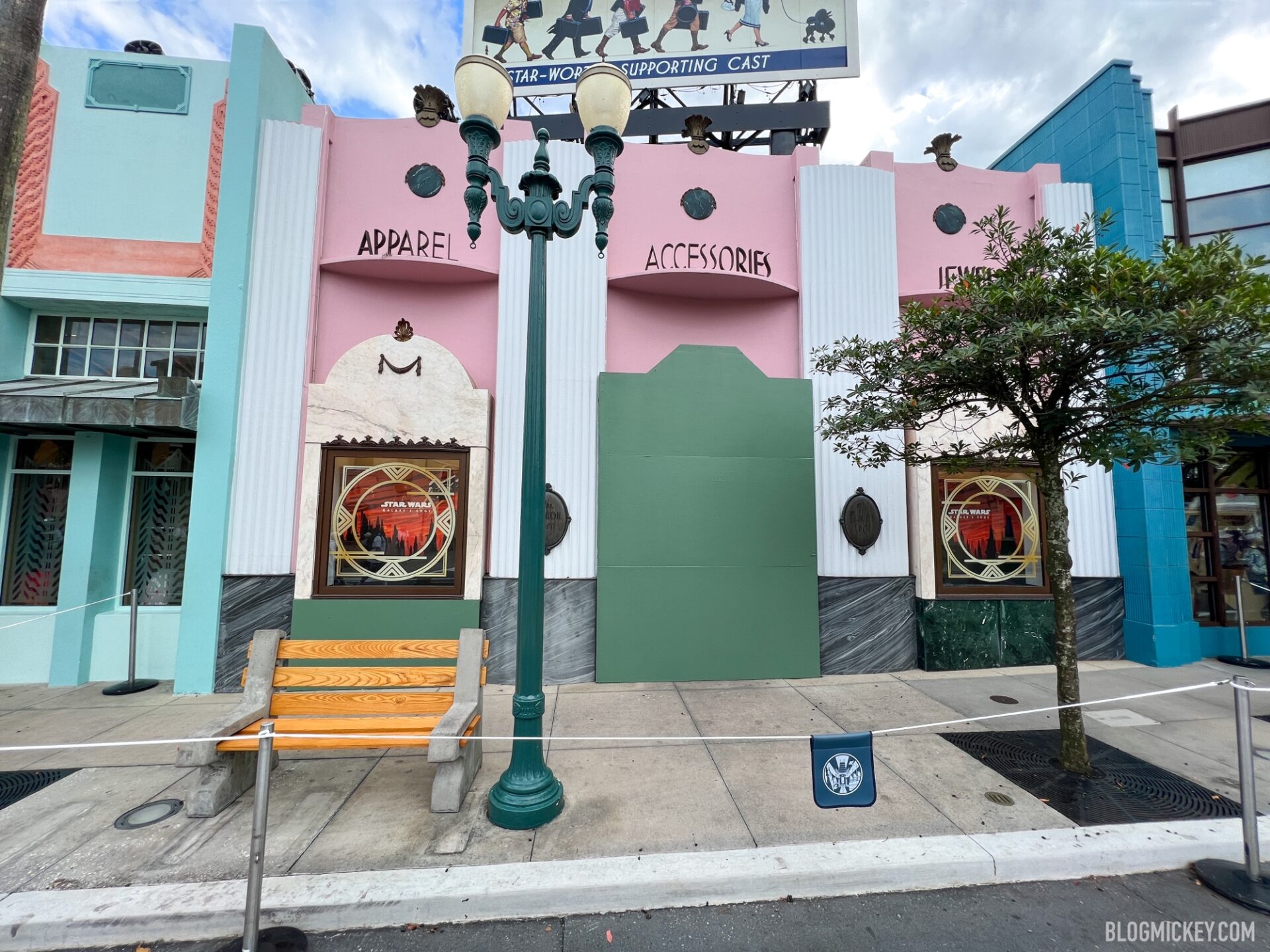 Construction Walls Appear on Hollywood Blvd for Facade Damage Repair at Hollywood Studios