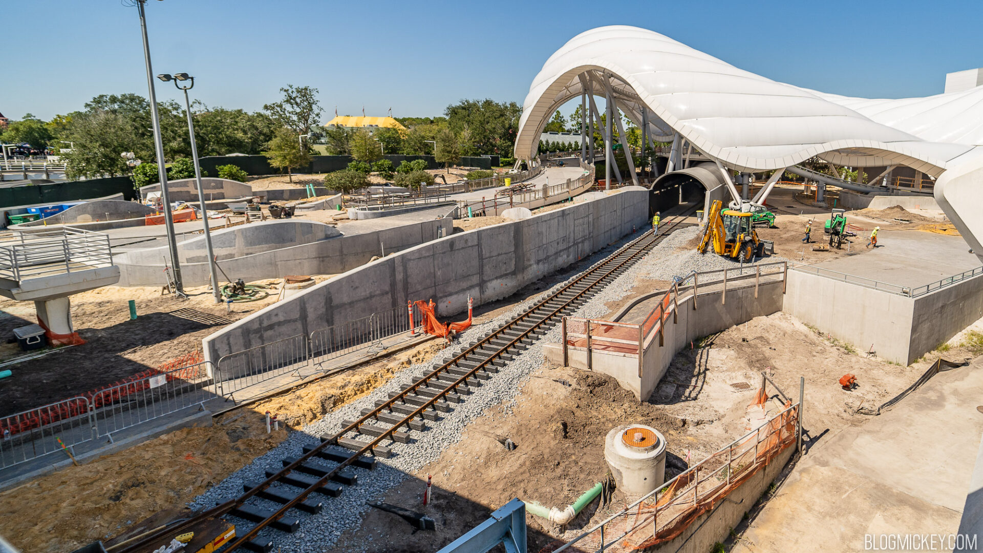 Railroad Track Installed at TRON Lightcycle Run Site for Return of Walt ...
