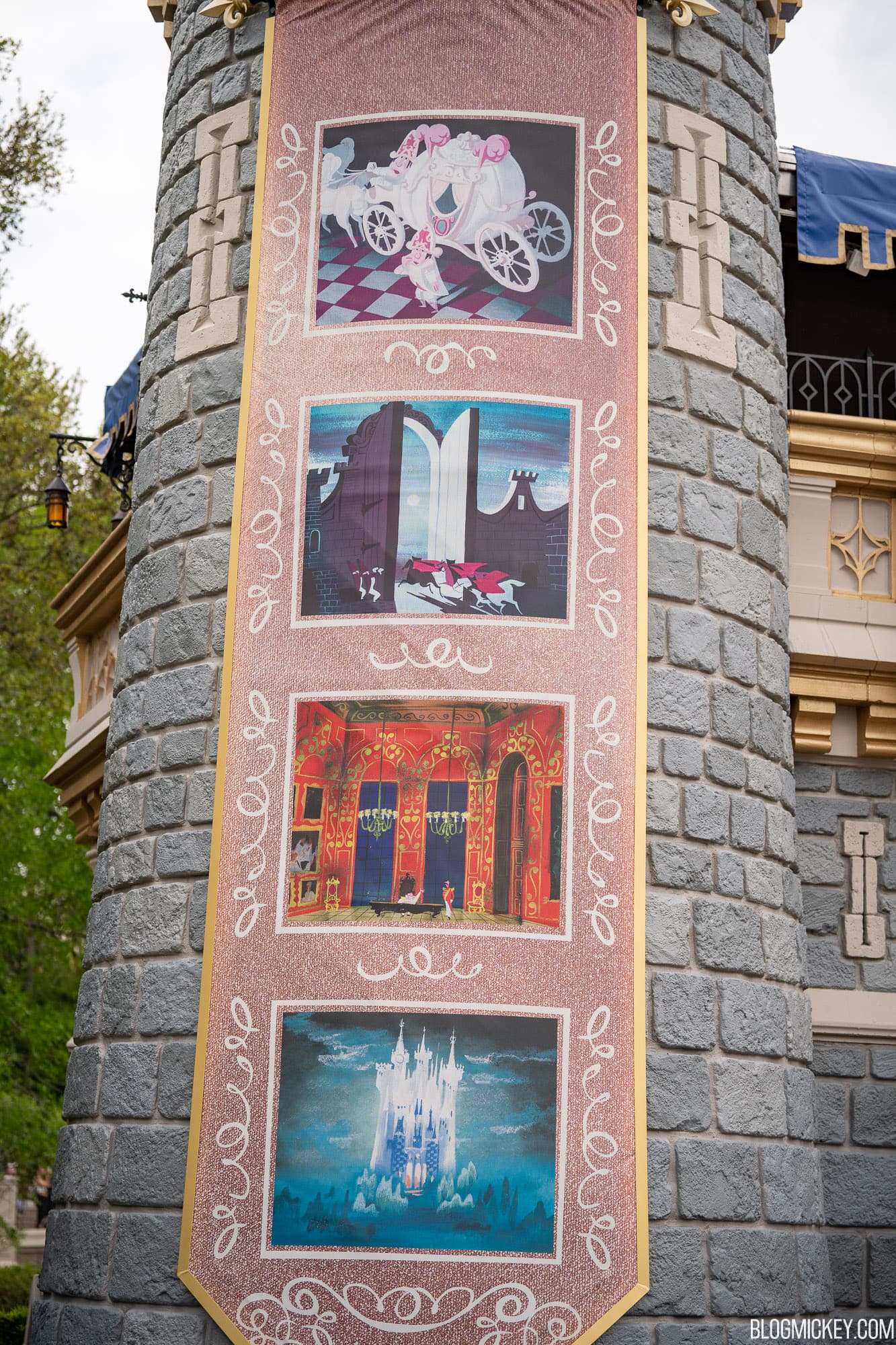 Vibrant Banners Restored at Cinderella Castle, Mary Blair Art Banners ...