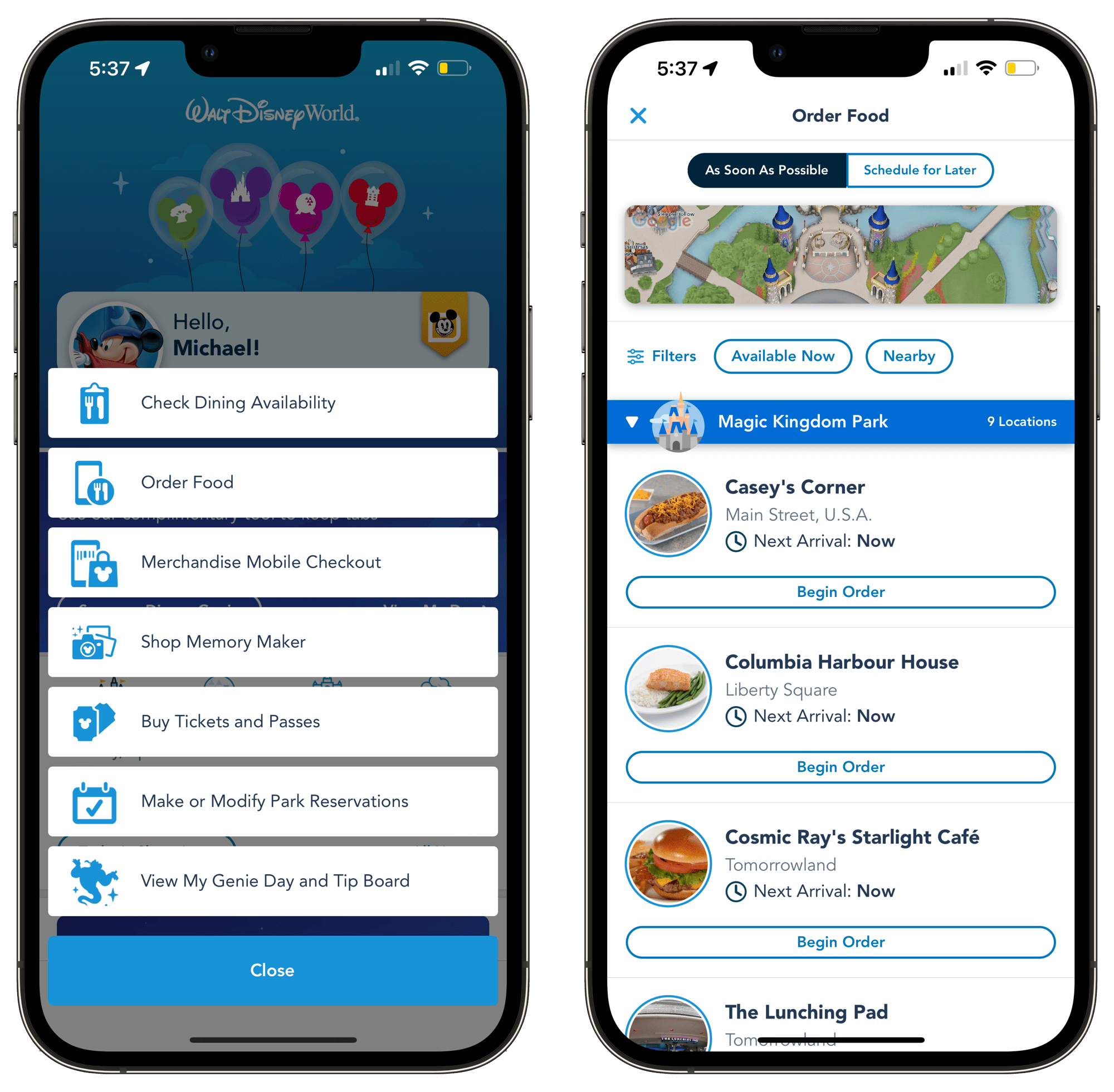 Disney World Improves Navigation for Mobile Order Within My Disney ...