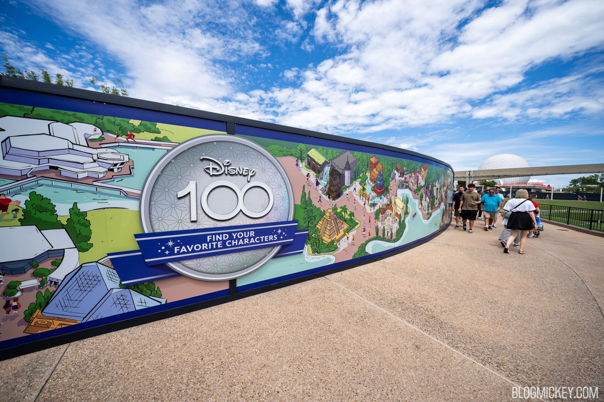 PHOTOS: Find ALL 100 Disney Characters on EPCOT Construction Wall Mural ...