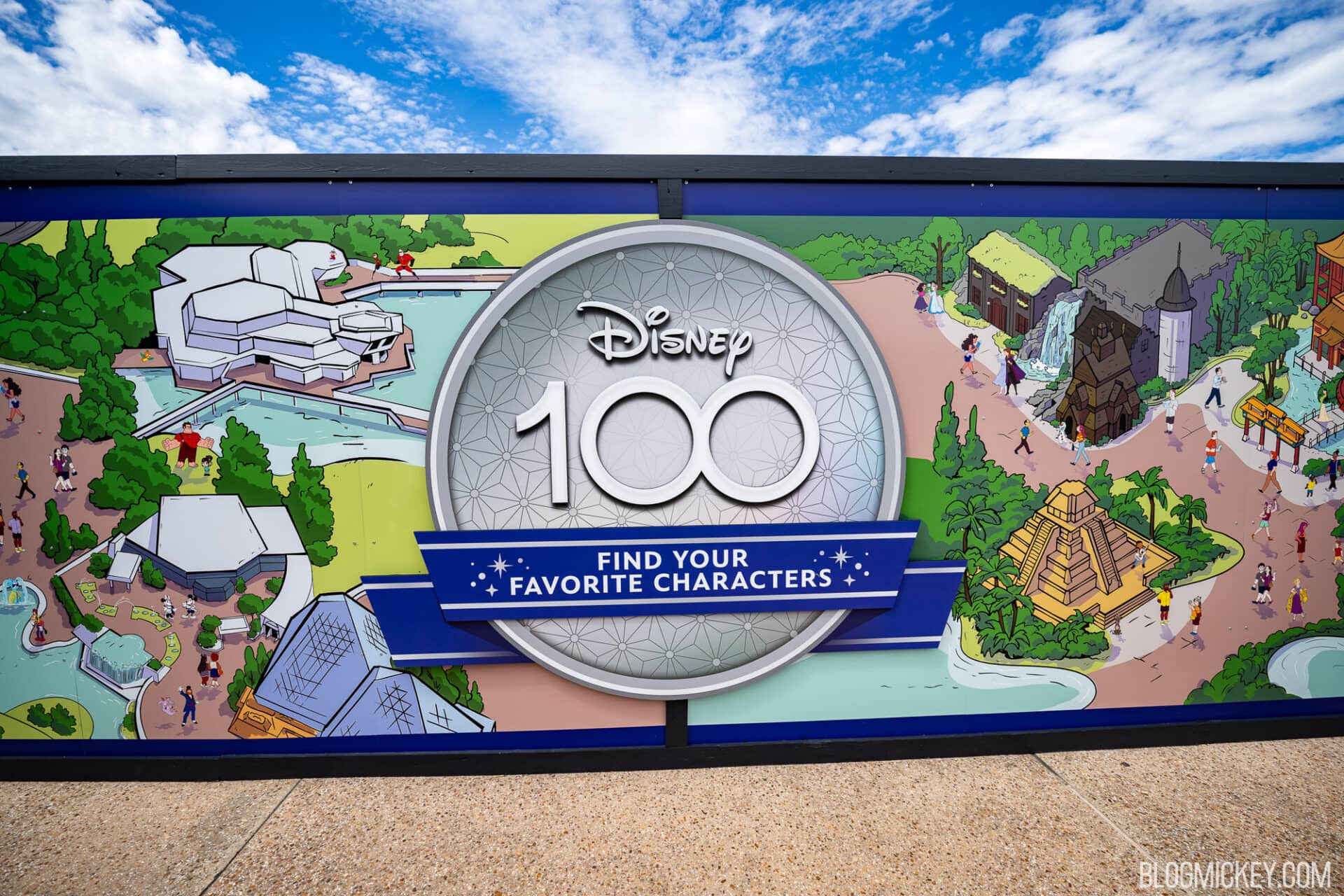 PHOTOS: Find ALL 100 Disney Characters on EPCOT Construction Wall Mural ...