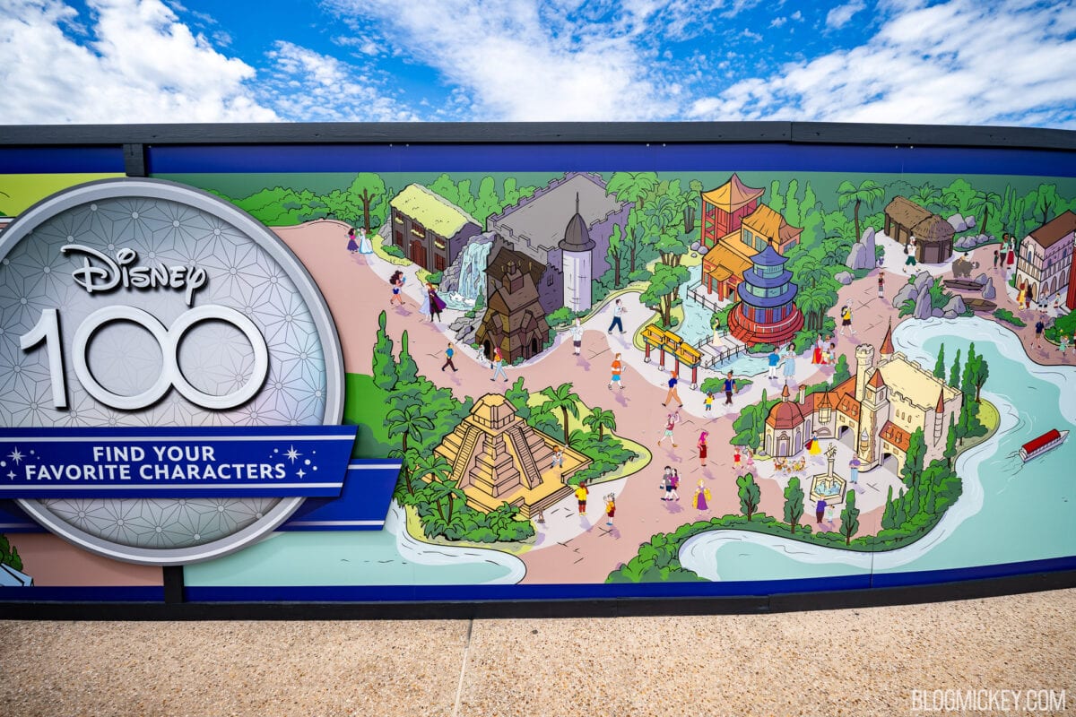 PHOTOS: Find ALL 100 Disney Characters on EPCOT Construction Wall Mural ...
