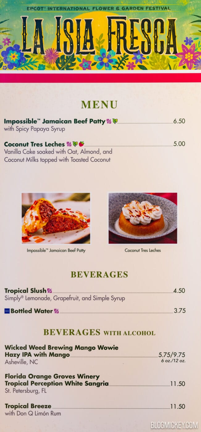 2024 EPCOT Flower & Garden Outdoor Kitchen Menu Prices
