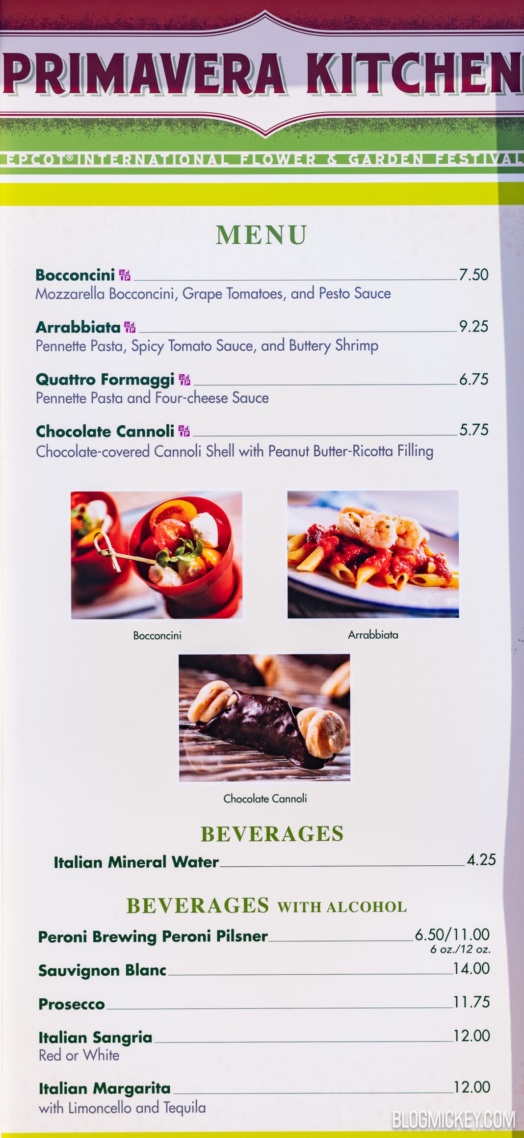 2024 EPCOT Flower & Garden Outdoor Kitchen Menu Prices