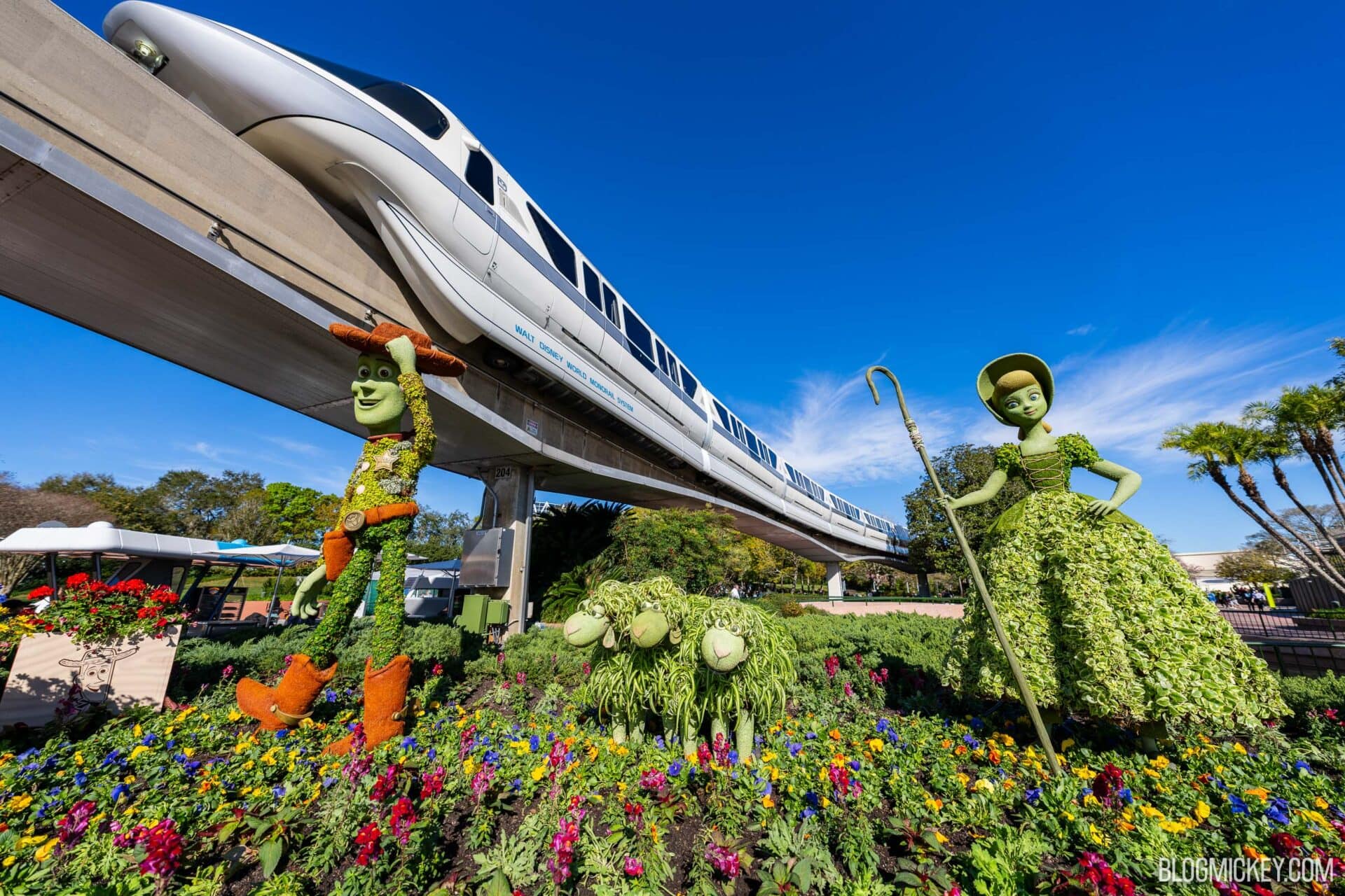 Woody, Bo Peep & Sheep Topiaries Relocated to New World Celebration ...