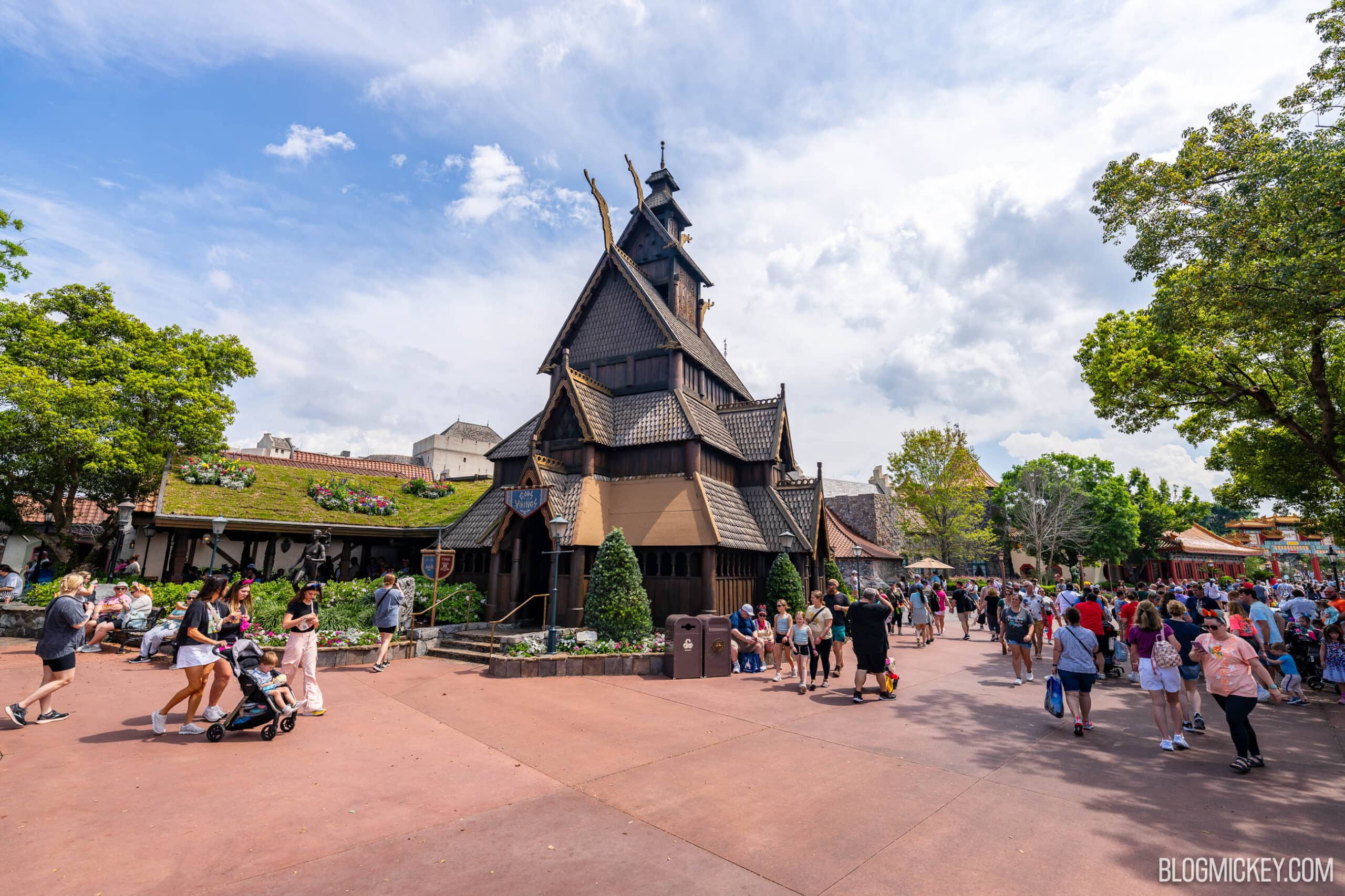 Stave Church Exterior Refurbishment Underway at EPCOT's Norway Pavilion