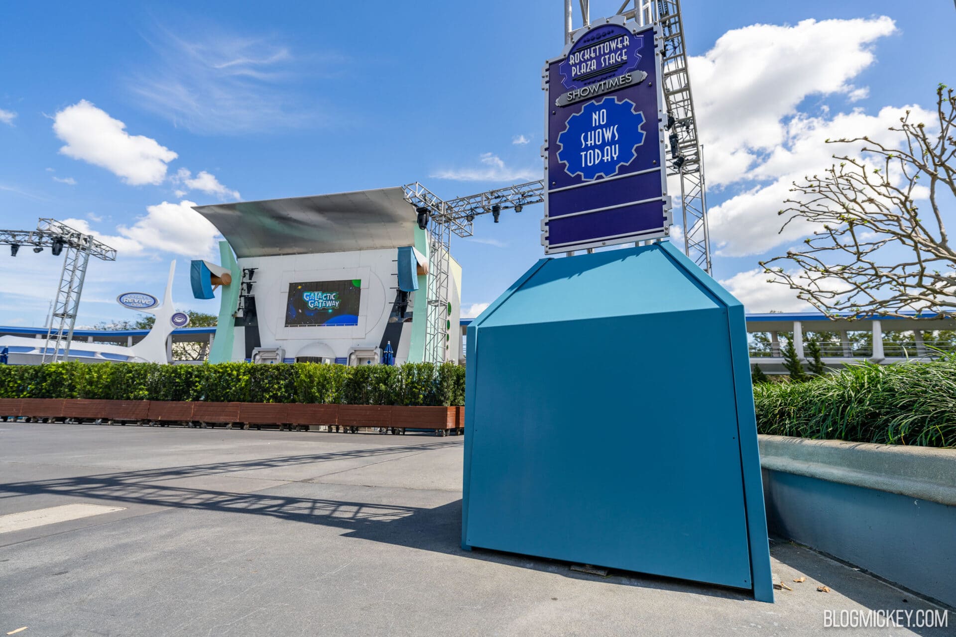 New Color Scheme at Rockettower Plaza Stage in Magic Kingdom's Tomorrowland