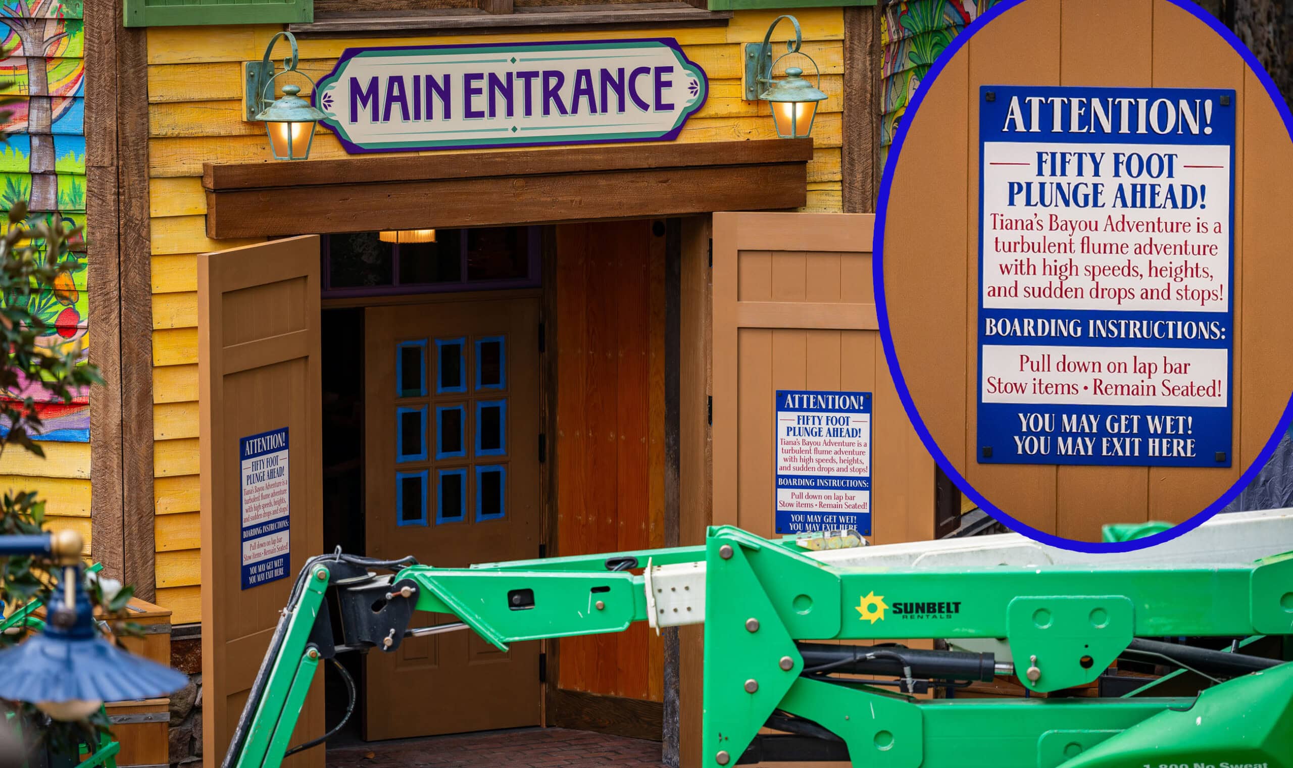 New "50 Foot Plunge" Warning Sign Installed for Tiana's Bayou Adventure