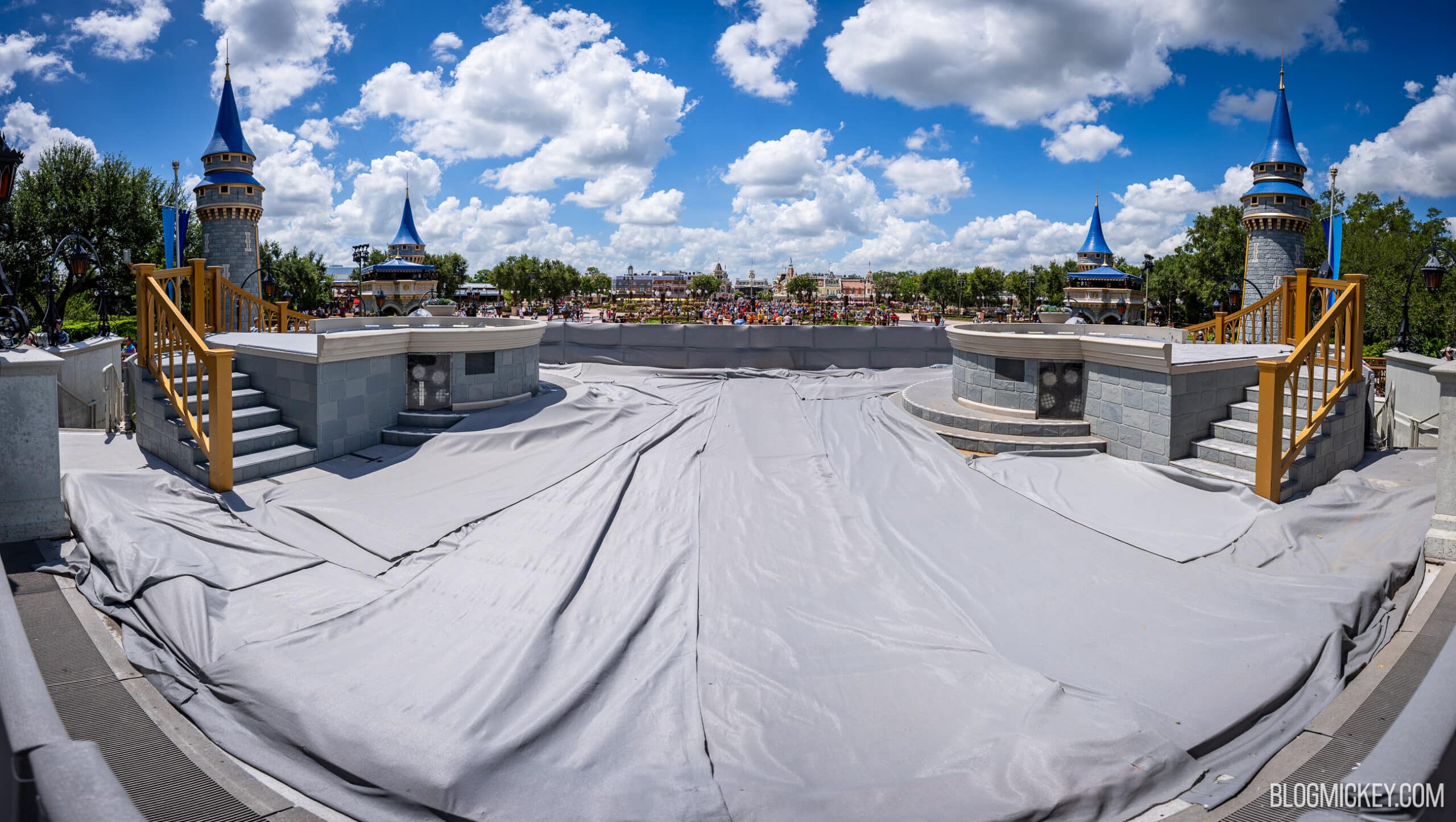 Updated Look at Cinderella Castle Stage Refurbishment at Magic Kingdom